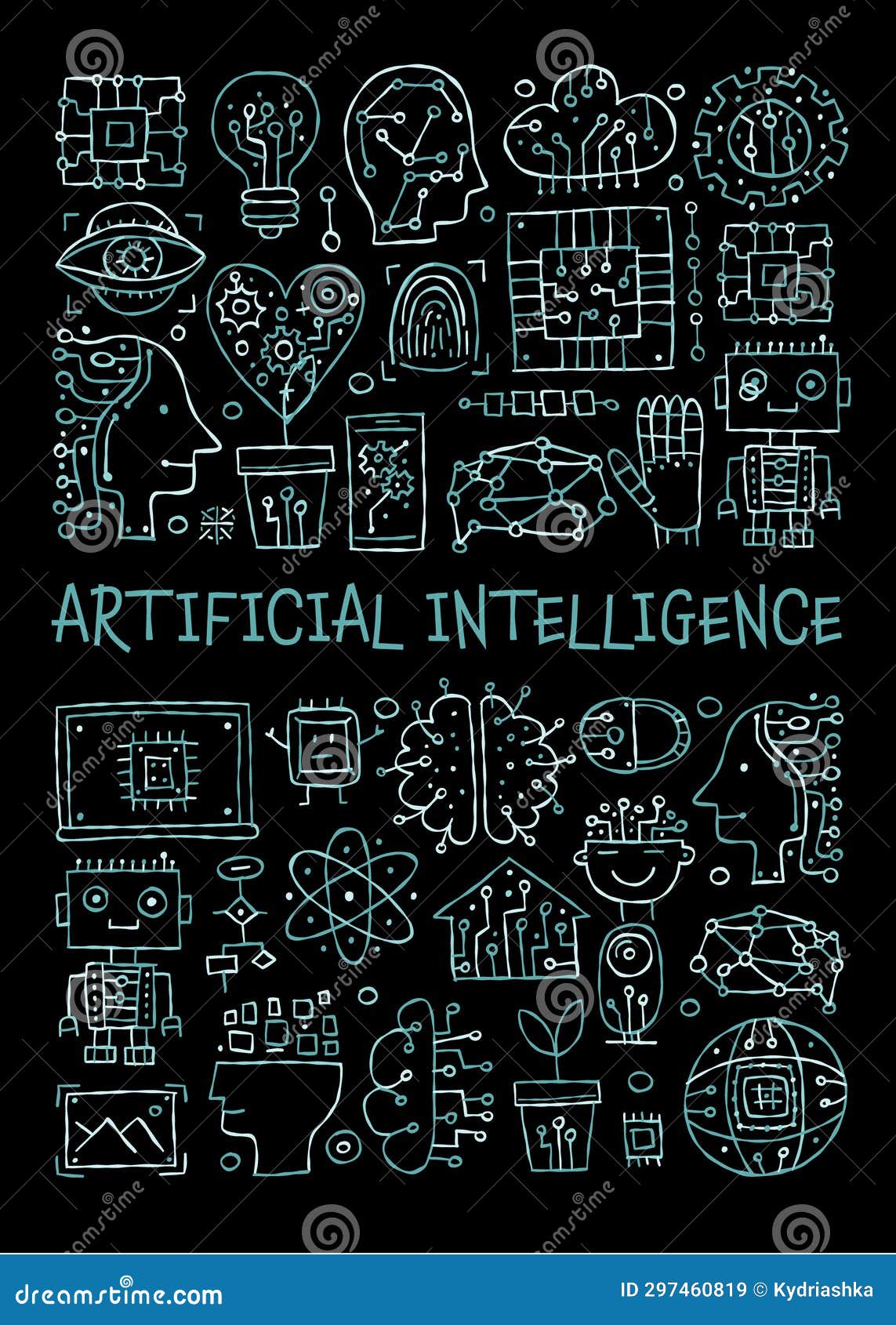 Artificial Intelligence Concept Art. Hand Drawn Design Elements Stock ...