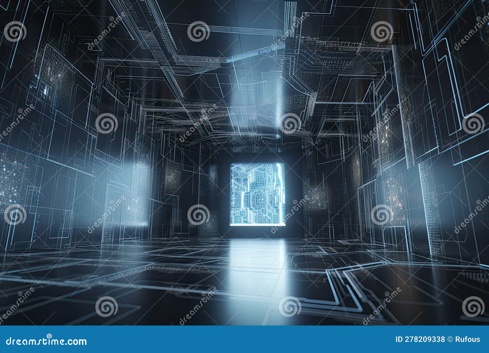 Artificial Intelligence Concept of Big Data or Cyber Security. 3D ...