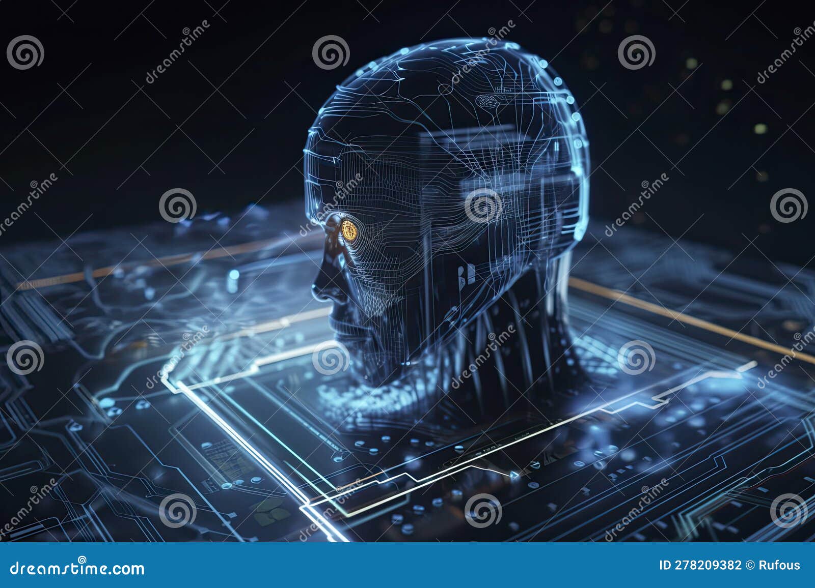 Artificial Intelligence Concept of Big Data or Cyber Security. 3D ...