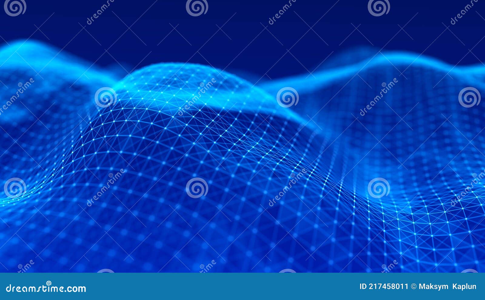 Artificial Intelligence Concept. Big Data Visualization. Blue Cyber ...