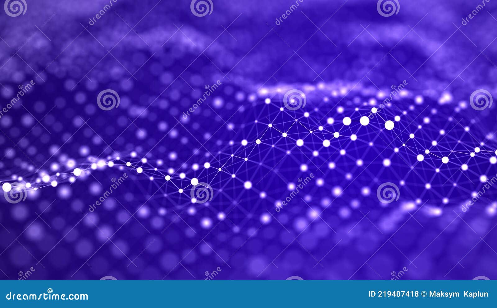 Artificial Intelligence Concept. Big Data Visualization. Blue Cyber ...