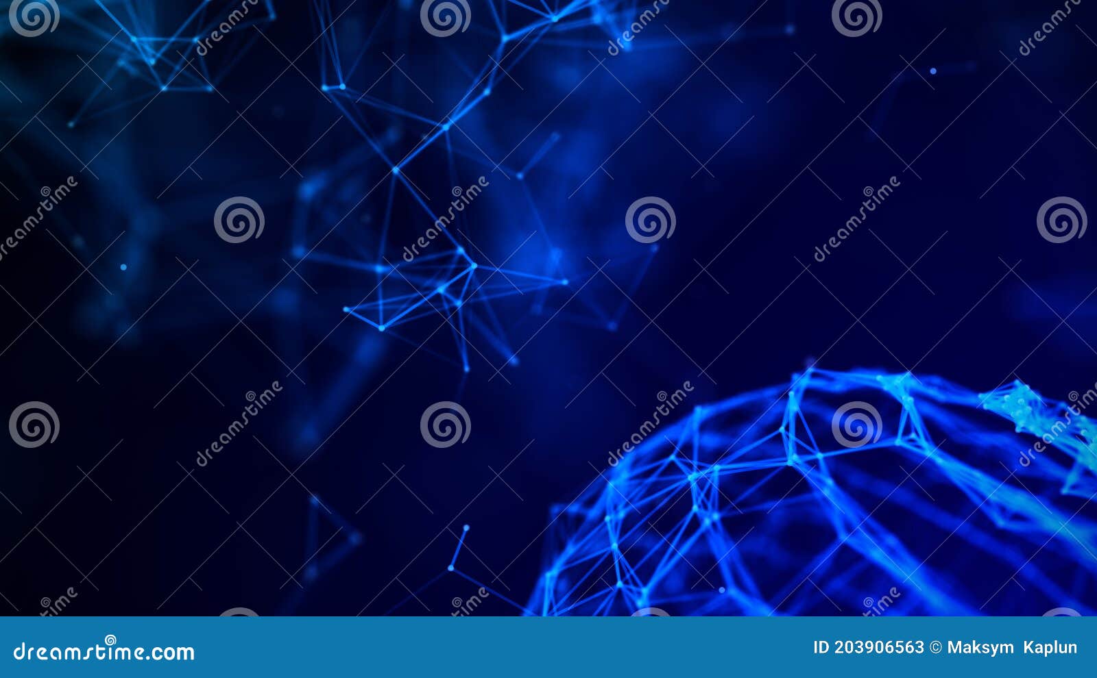 Artificial Intelligence Concept. Big Data Visualization. Blue ...