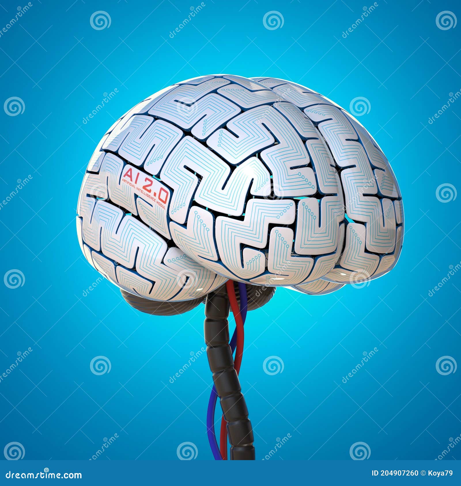 Artificial Intelligence Concept, Bionic Brain, Robot Brain 3d Rendering ...