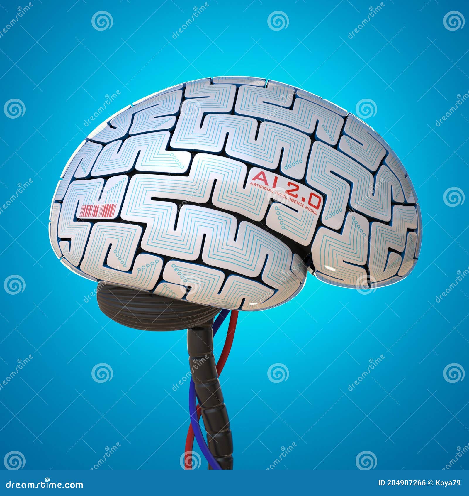 Artificial Intelligence Concept, Bionic Brain, Robot Brain 3d Rendering ...