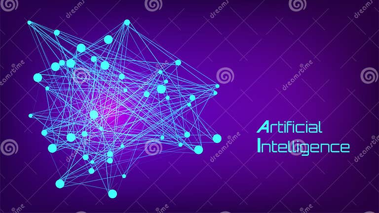 Artificial Intelligence Concept. Blue Neural Network Structure on ...