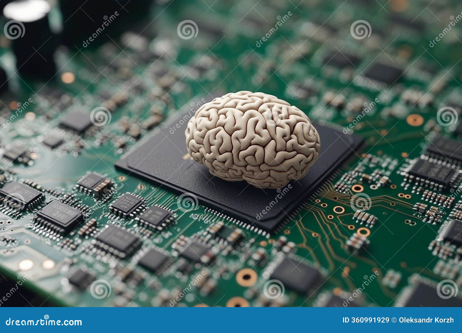 Artificial Intelligence Concept with a Brain Embedded in a Circuit ...