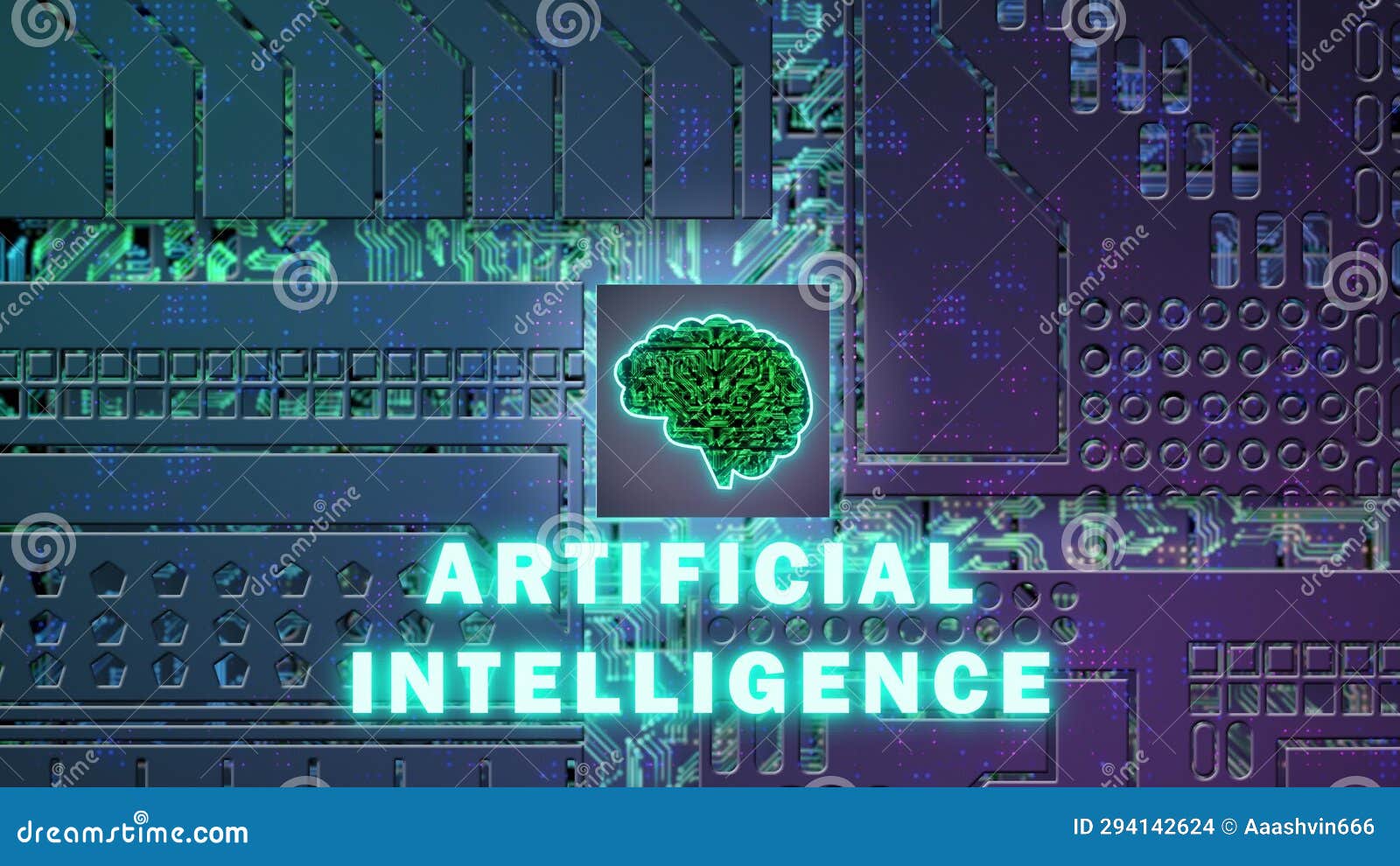 Artificial Intelligence Concept with Bright Digital Background Stock ...