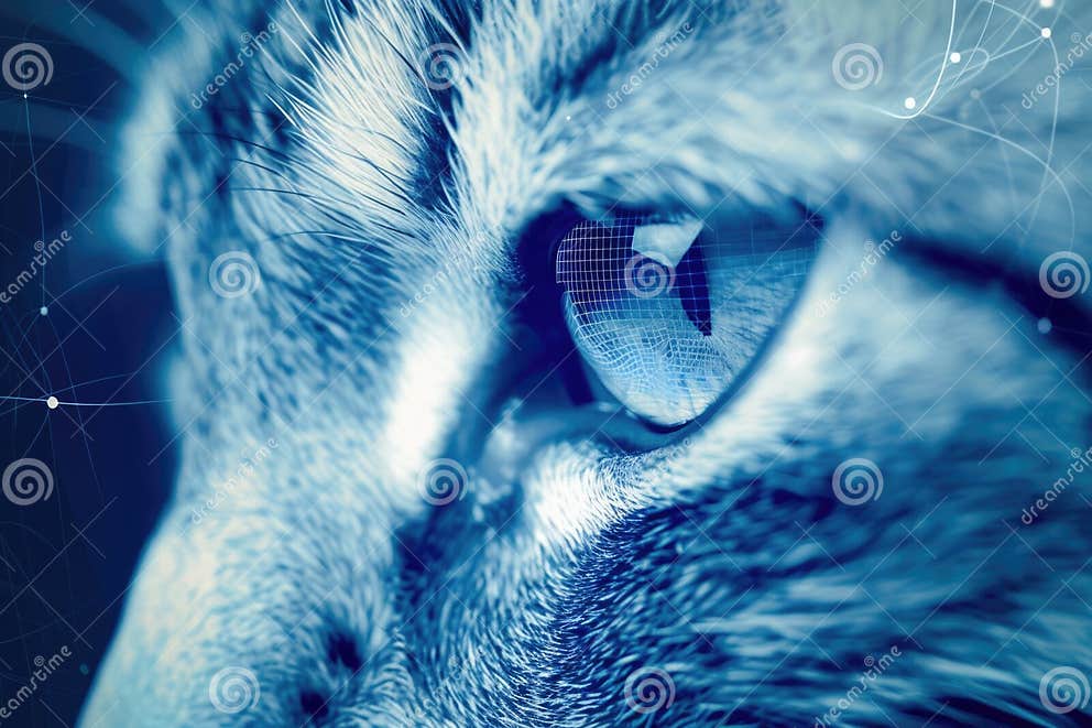 Artificial Intelligence Concept with a Cat S Face Mapped by Digital ...