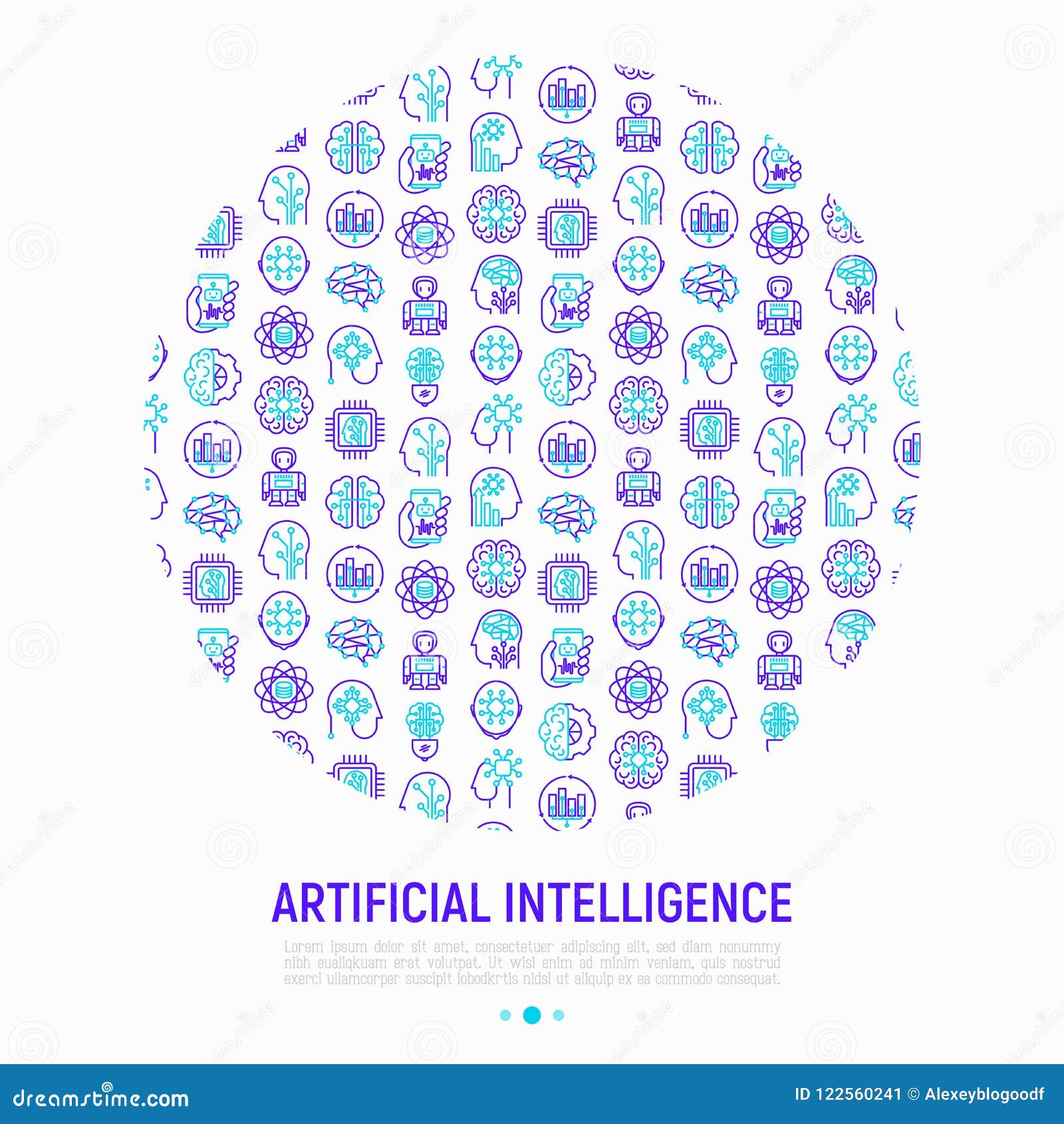 Artificial Intelligence Concept in Circle Stock Vector - Illustration ...