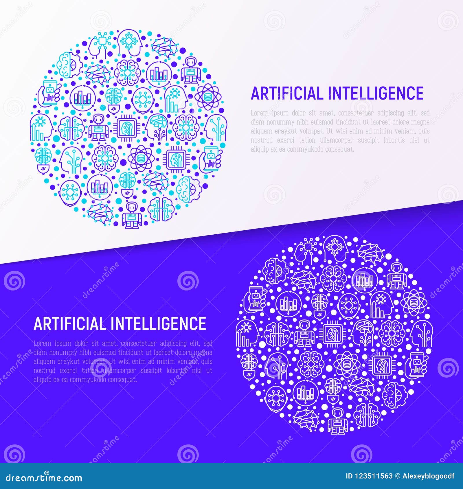 Artificial Intelligence Concept in Circle Stock Vector - Illustration ...