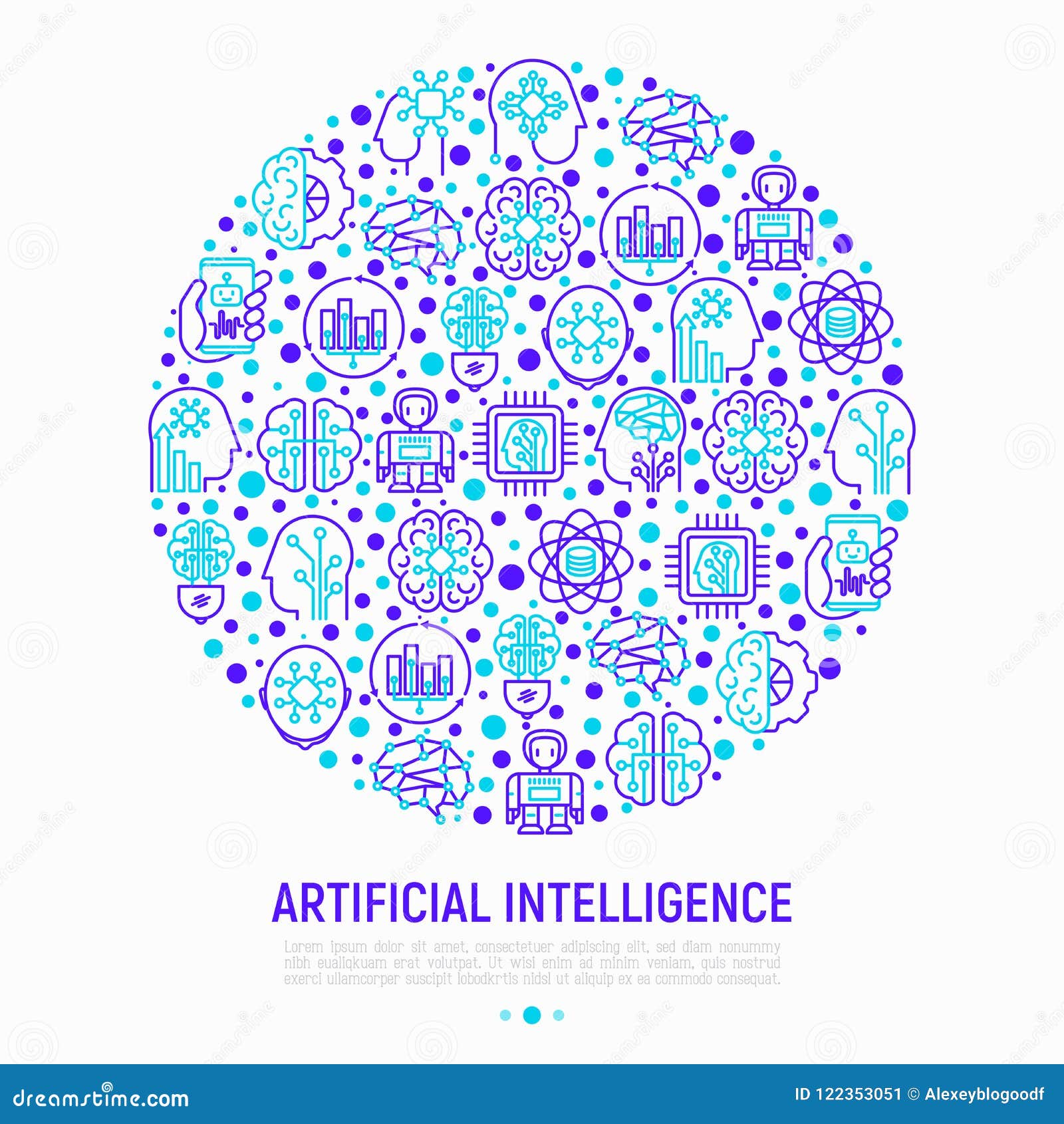 Artificial Intelligence Concept in Circle Stock Vector - Illustration ...