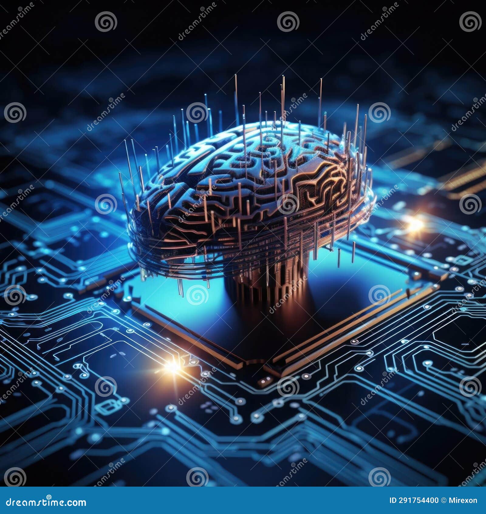 Artificial Intelligence Concept. Computer Circuit Board with the Human ...