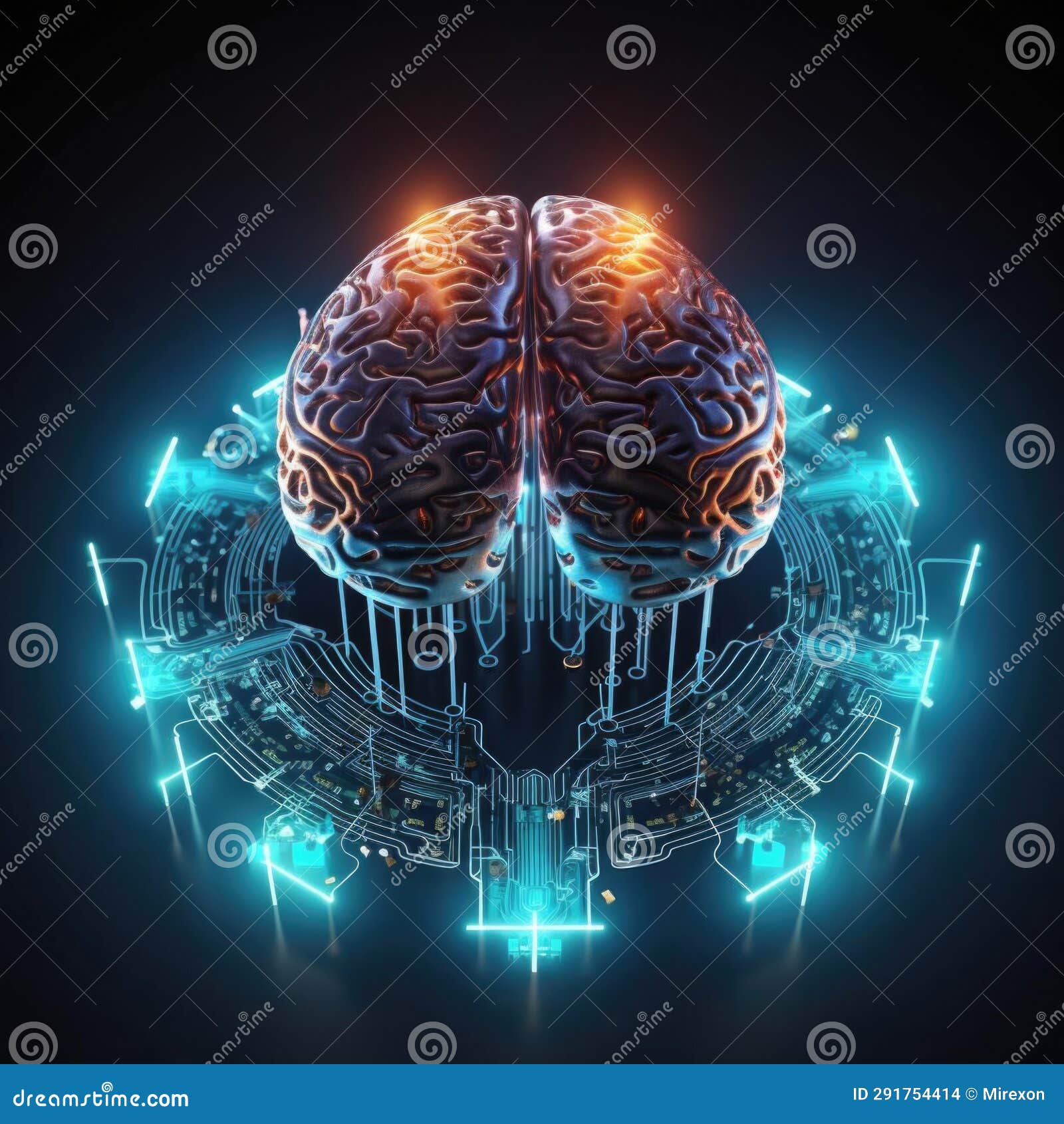 Artificial Intelligence Concept. Computer Circuit Board with the Human ...
