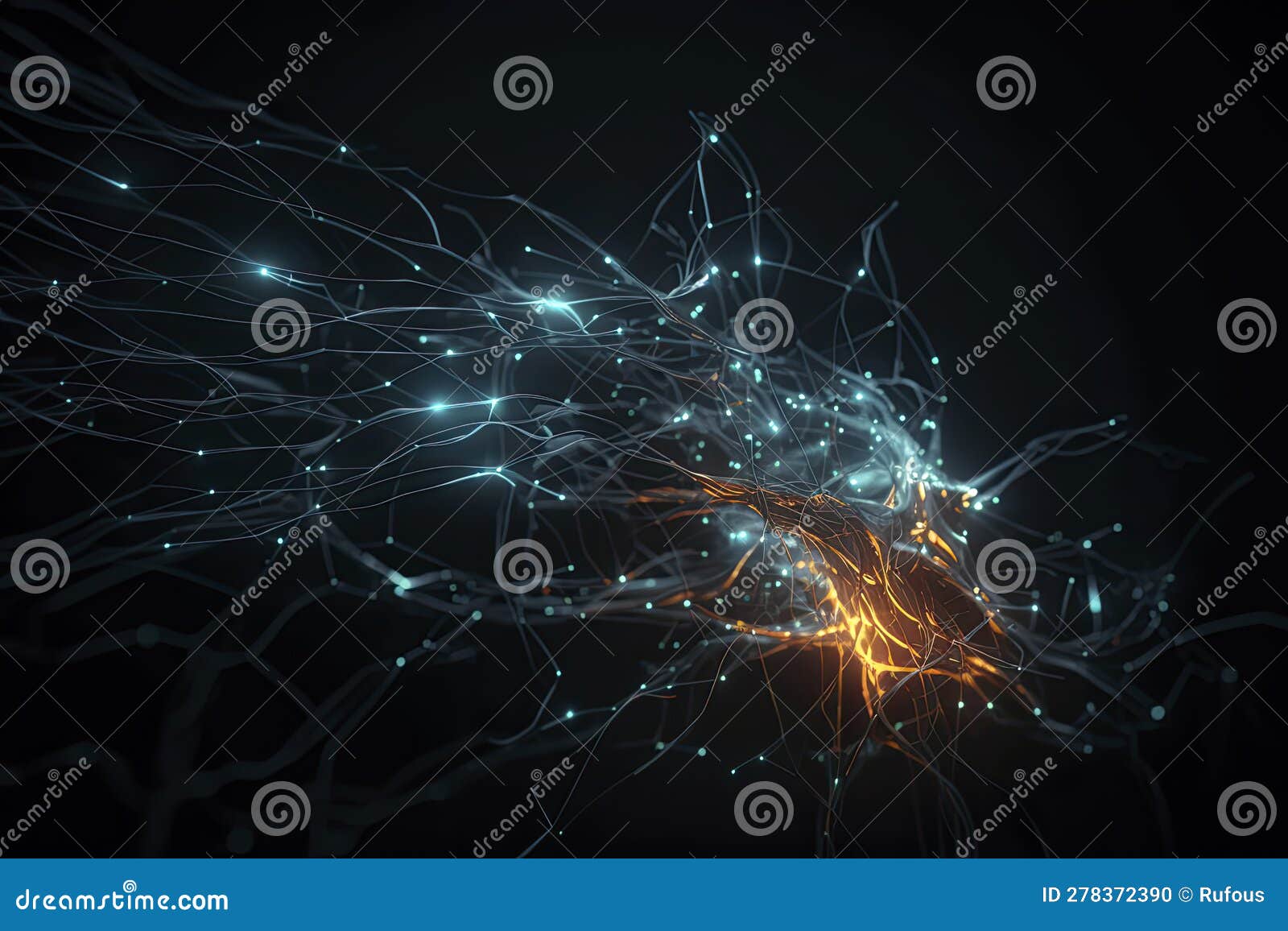 Artificial Intelligence Concept - 3d Rendered Image. Dark Background. Glowing Abstract Digital ...