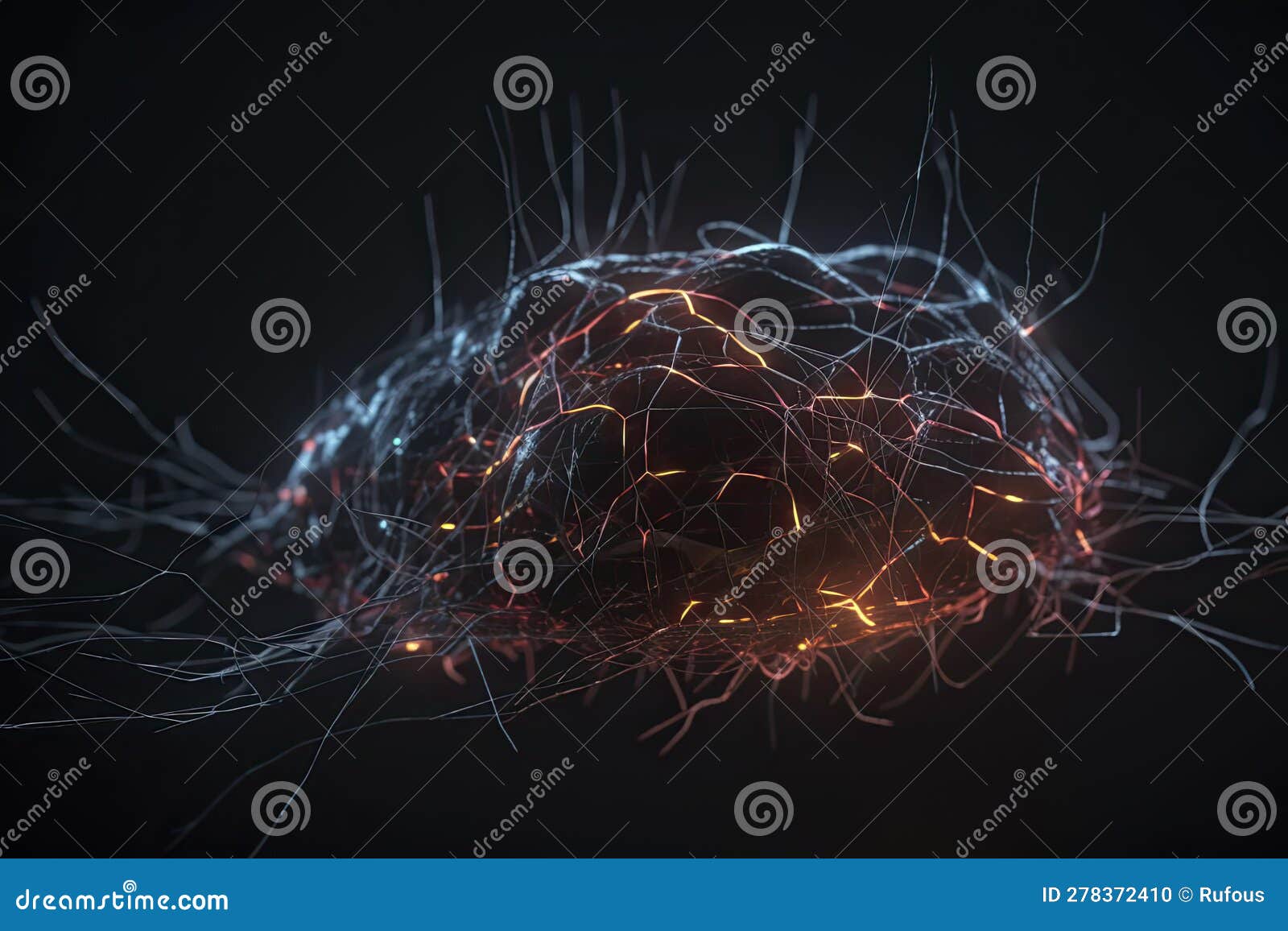 Artificial Intelligence Concept - 3d Rendered Image. Dark Background. Glowing Abstract Digital ...