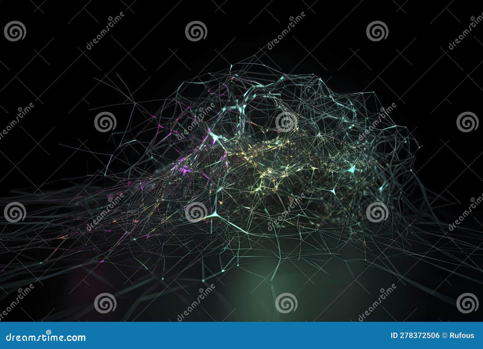Artificial Intelligence Concept - 3d Rendered Image. Dark Background. Glowing Abstract Digital ...