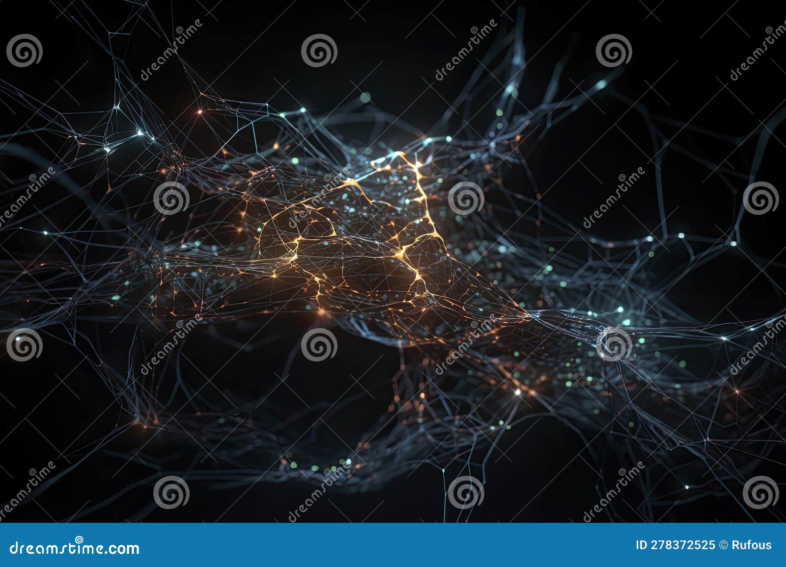 Artificial Intelligence Concept - 3d Rendered Image. Dark Background. Glowing Abstract Digital ...