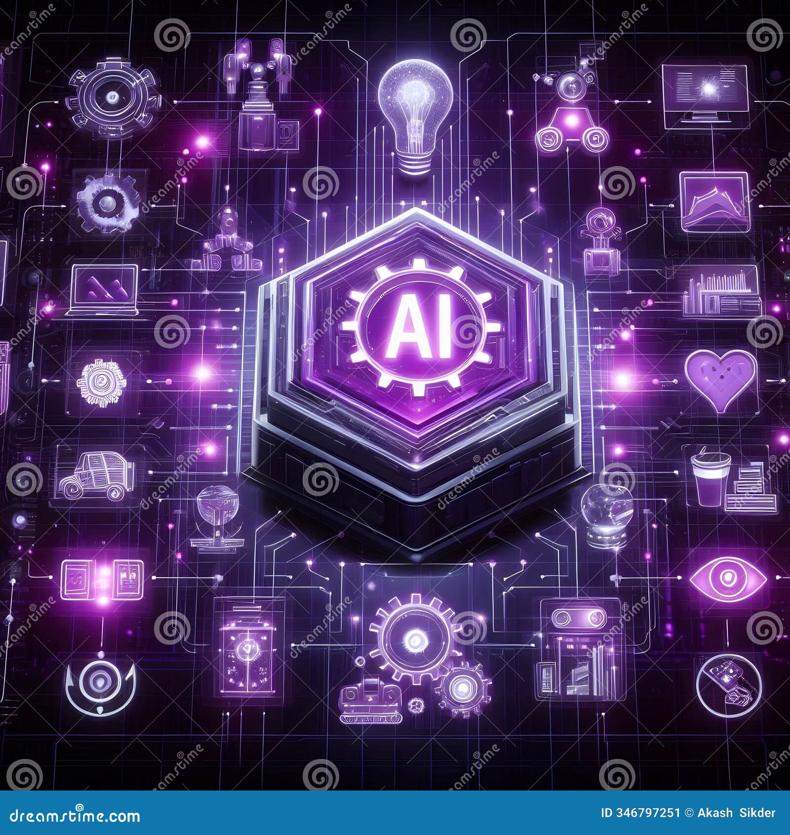 Artificial Intelligence Concept Data Array Stock Illustration Illustration Of Artificial