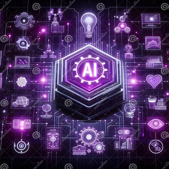 Artificial Intelligence Concept Data Array Stock Illustration