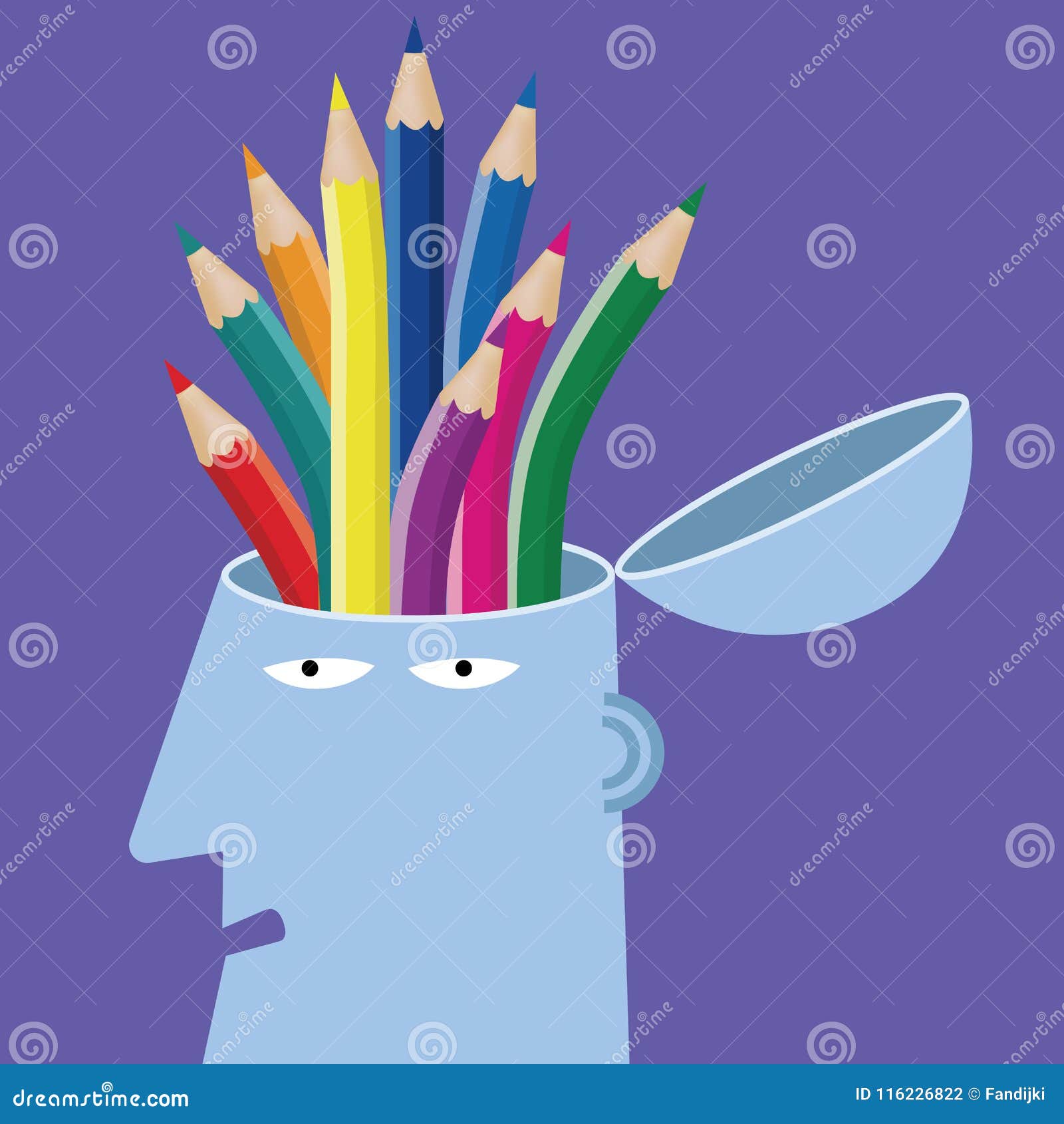 Big Pencil With Brain Isolated On White Background, 3D Illustration ...