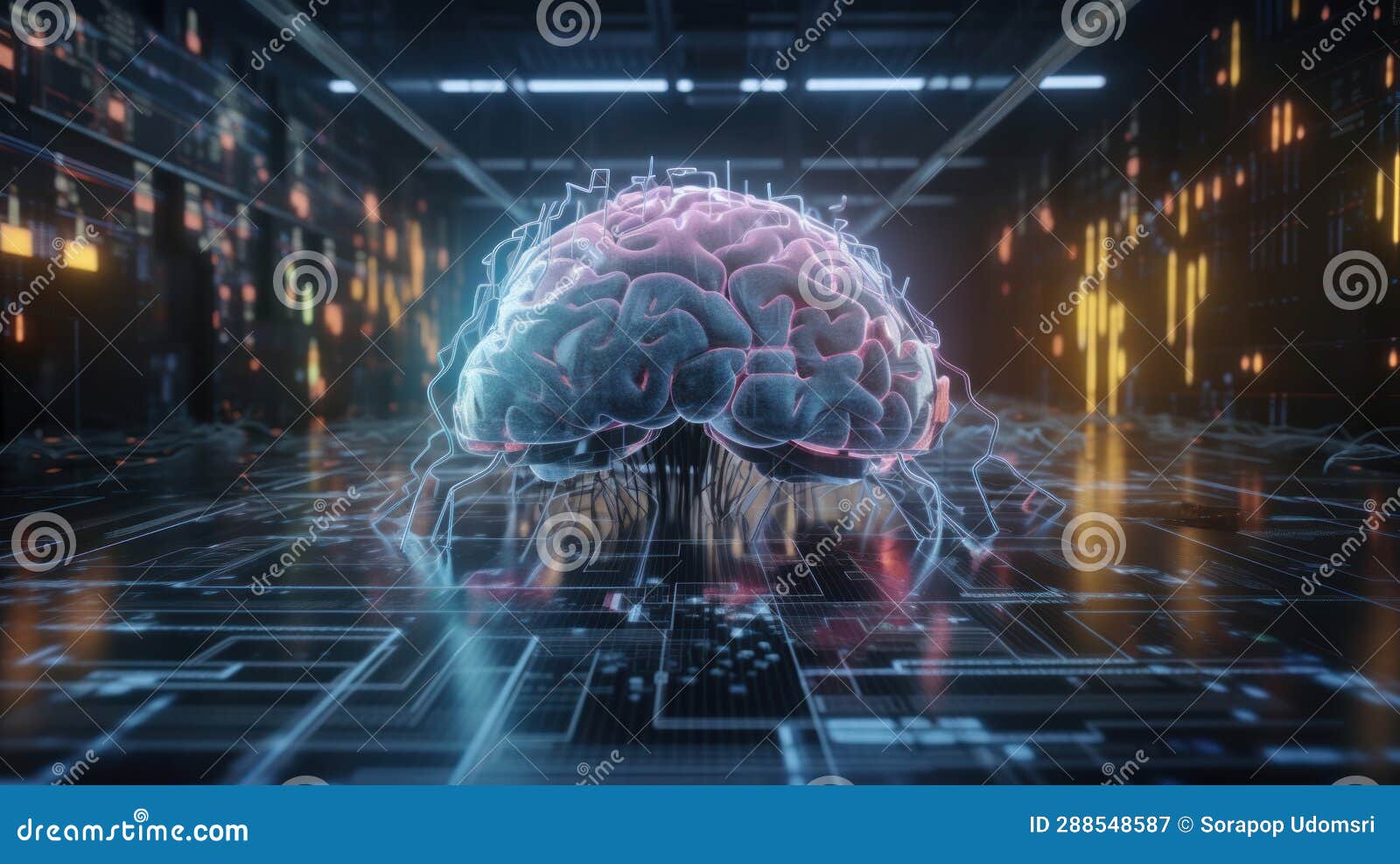 Artificial Intelligence Concept with Digital Android Brain and Circuit ...