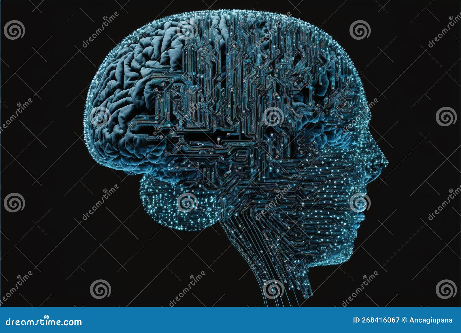 Artificial Intelligence Concept with a Digital Brain Focused on ...