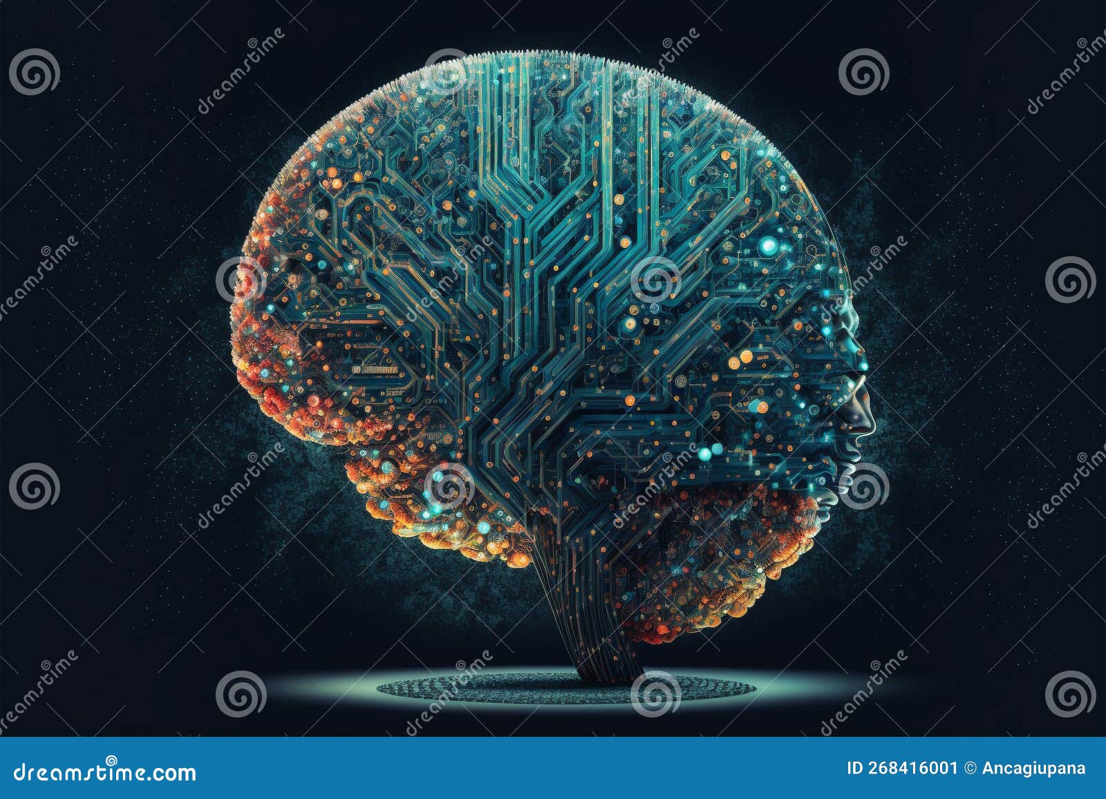 Artificial Intelligence Concept With A Digital Brain Focused On ...