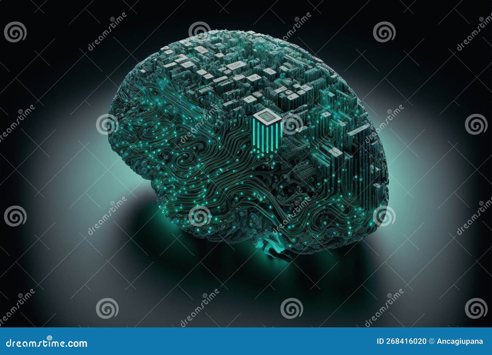 Artificial Intelligence Concept with a Digital Brain Focused on ...