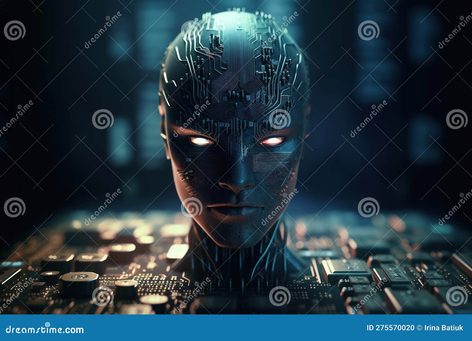 Artificial Intelligence. Concept of Digital Networks. Development of ...