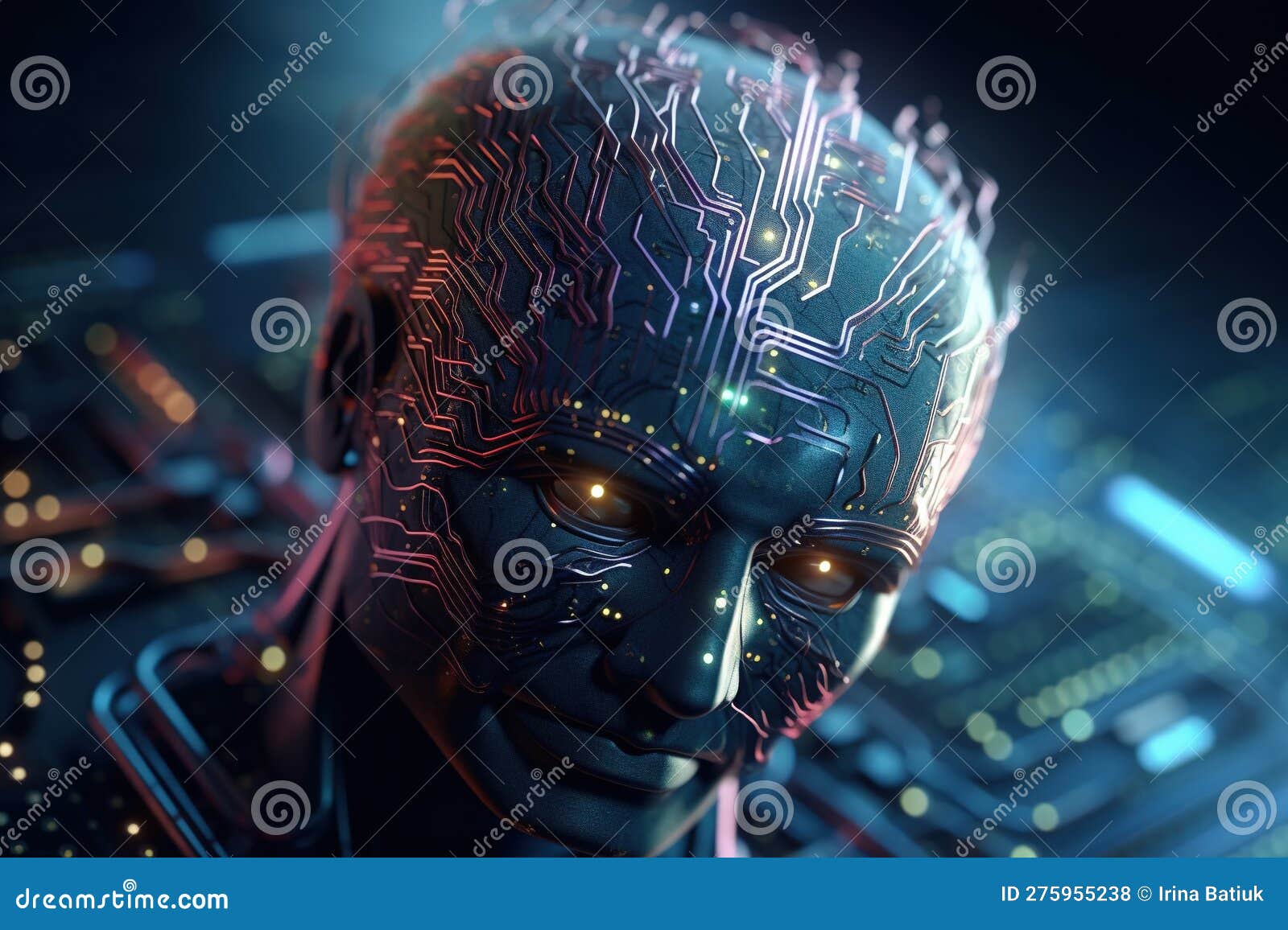 Artificial Intelligence. Concept of Digital Networks. Development of ...