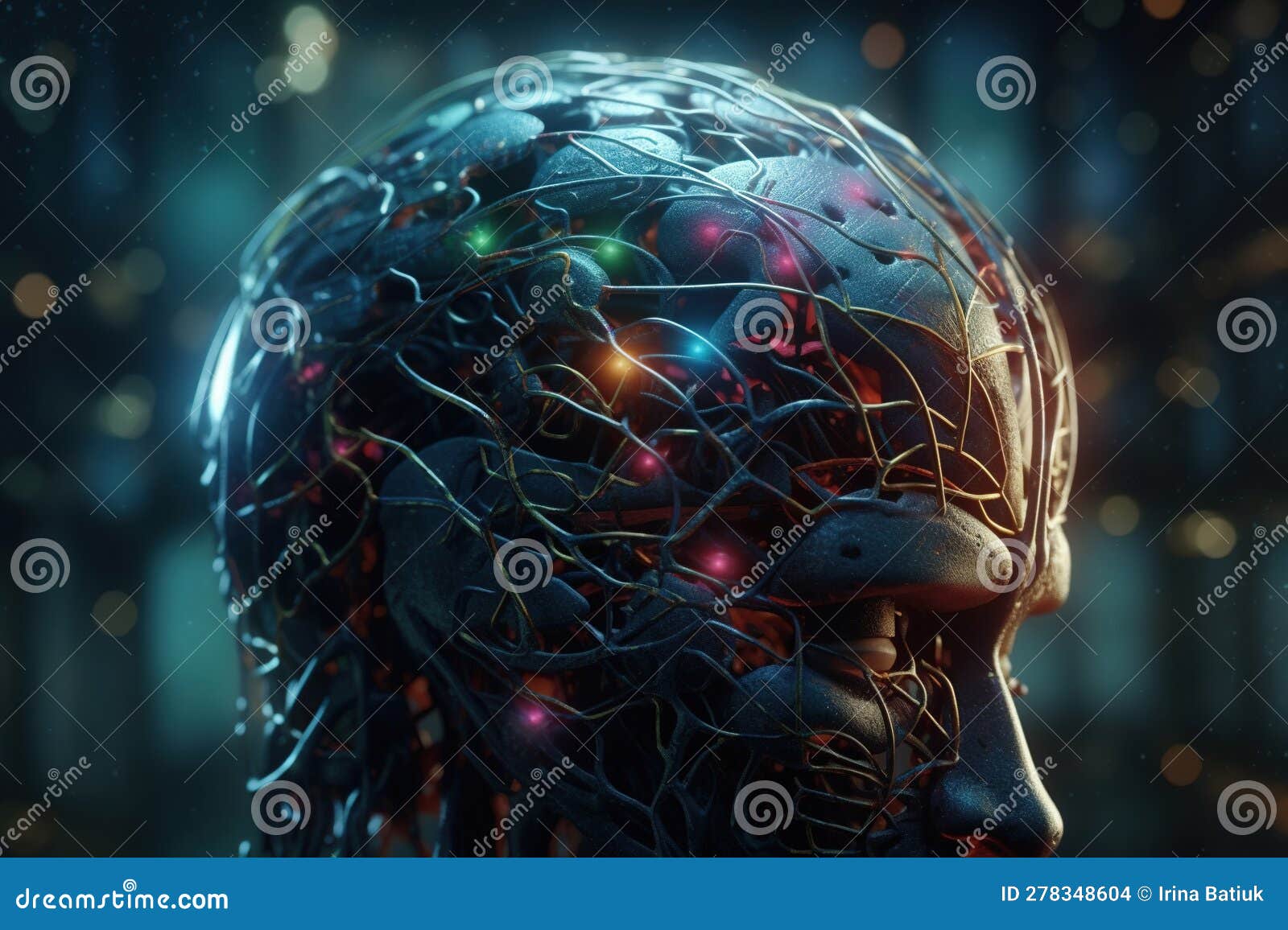 Artificial Intelligence. Concept of Digital Networks. Development of ...