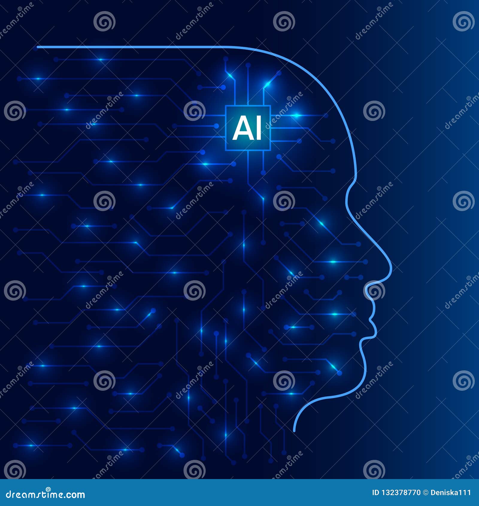 Artificial Intelligence Concept. Futuristic Human Big Data ...