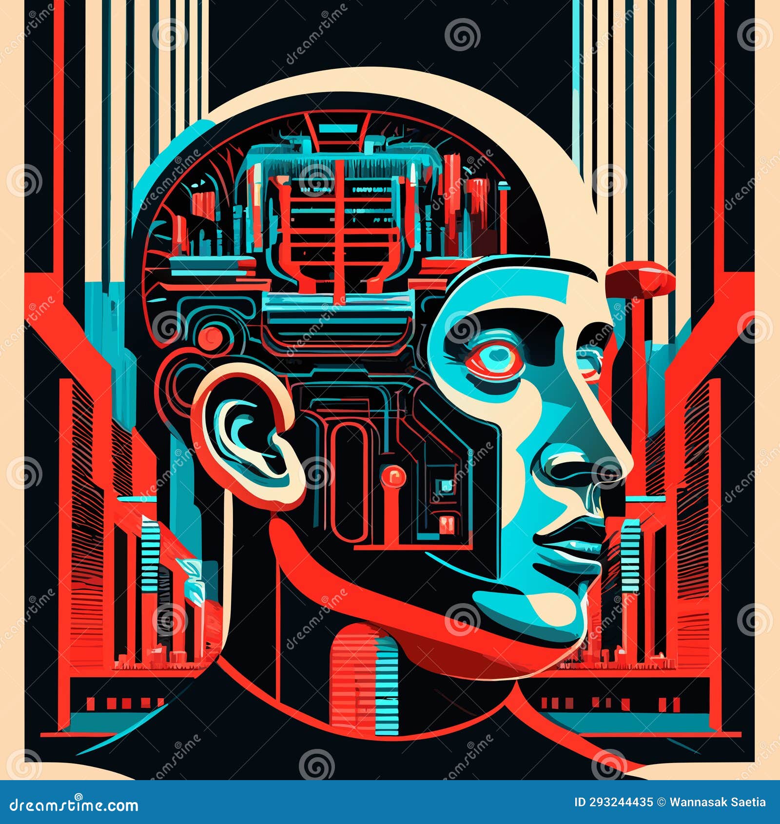Futuristic robot head. stock illustration. Illustration of abstract ...