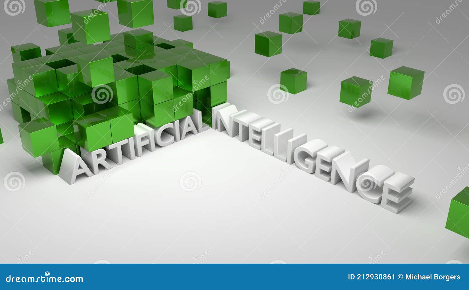 Artificial Intelligence Concept Green Cubes Stock Image - Image of ...