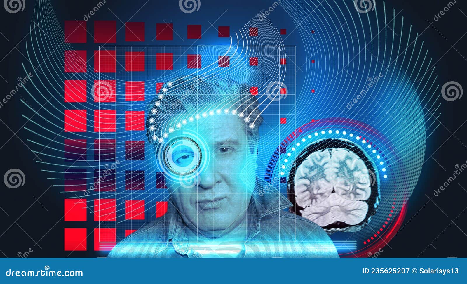 Artificial Intelligence Concept. Head, Face with Cybernetic Digital ...