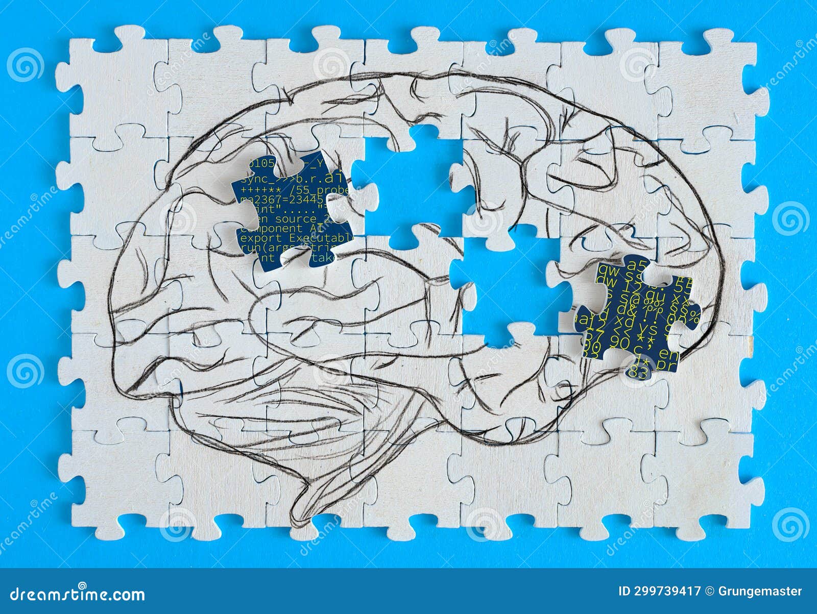 Artificial Intelligence Concept, Human Brain on Puzzle Pieces, AI ...