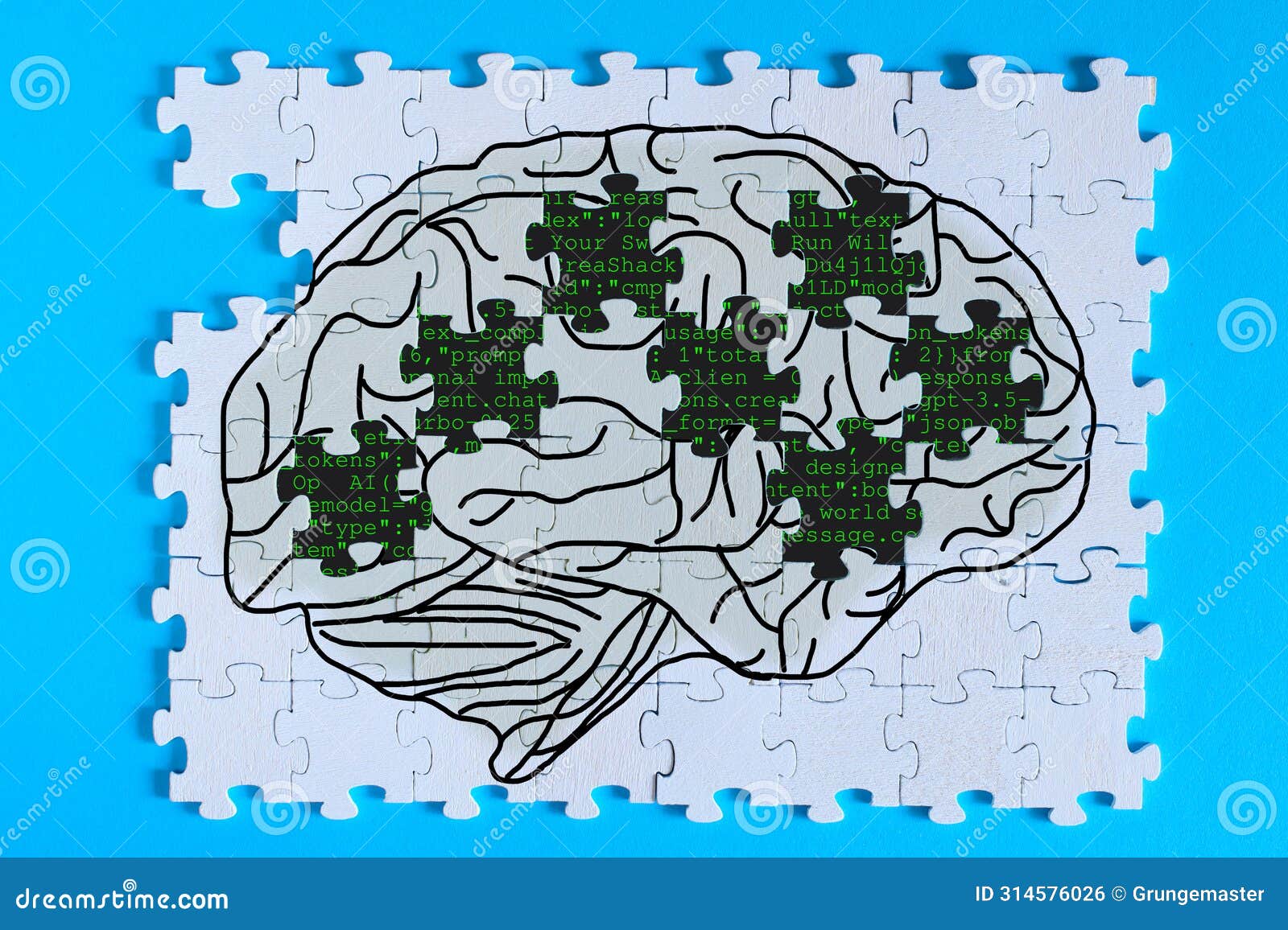 Artificial Intelligence Concept, Human Brain on Puzzle Pieces, AI ...