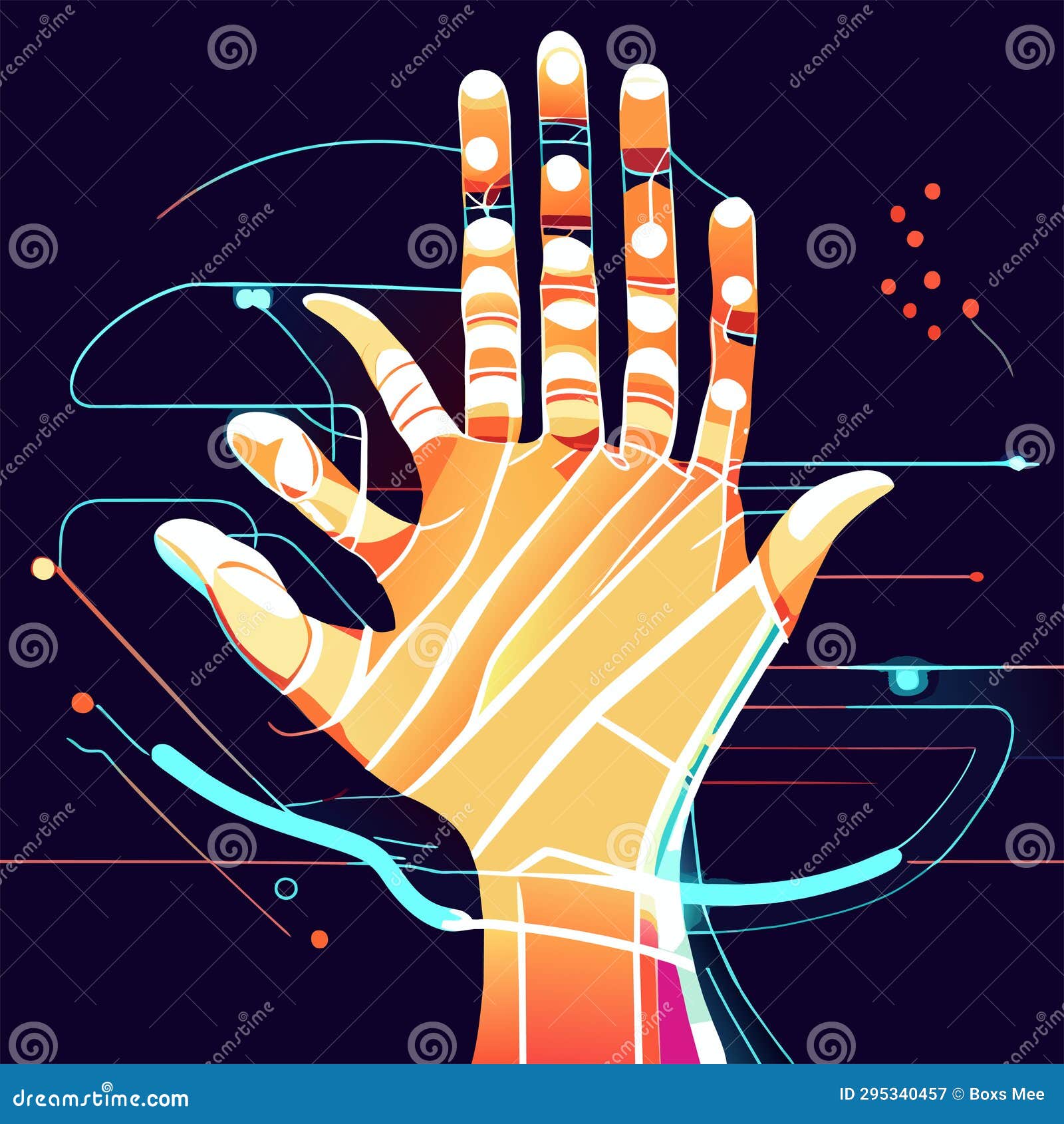 Artificial Intelligence Concept. Human Hand with Digital Hologram Stock ...