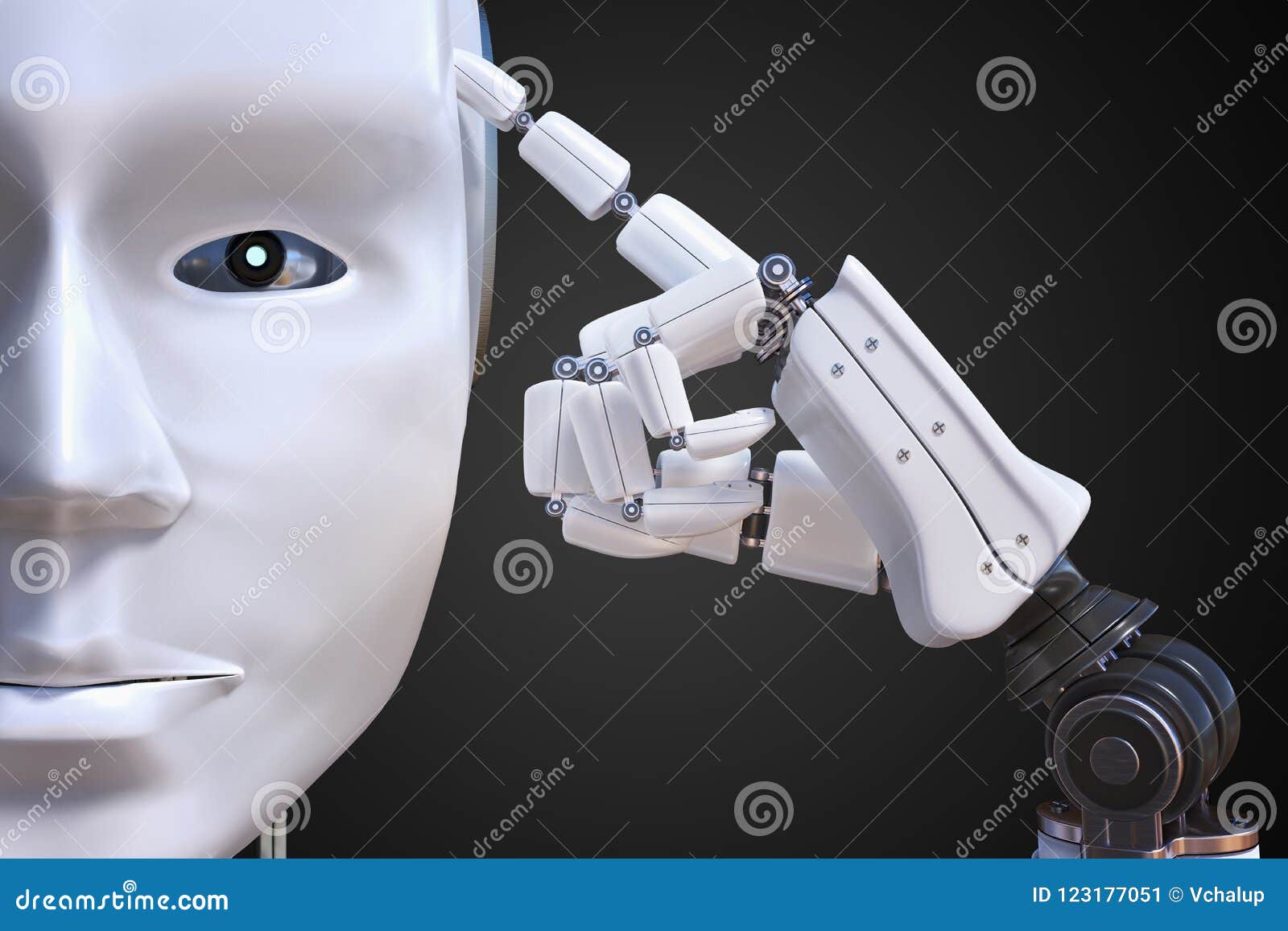 Artificial Intelligence Concept. Humanoid Robot is Thinking Stock ...