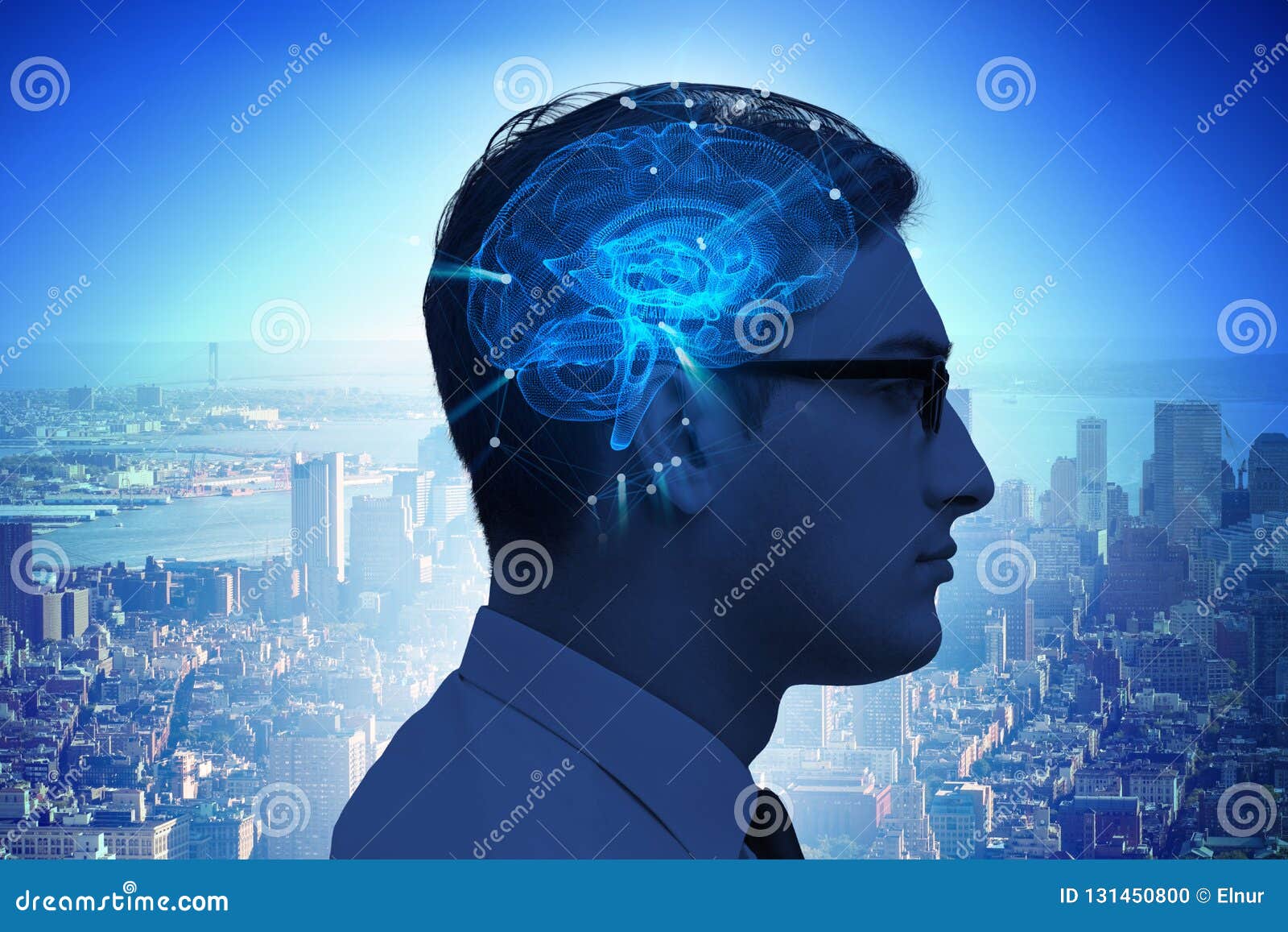 The Artificial Intelligence Concept with Man Stock Illustration ...