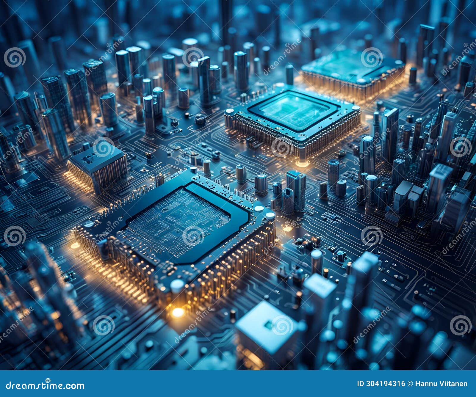 Artificial Intelligence Concept, Micro CPU Chip and Motherboard ...