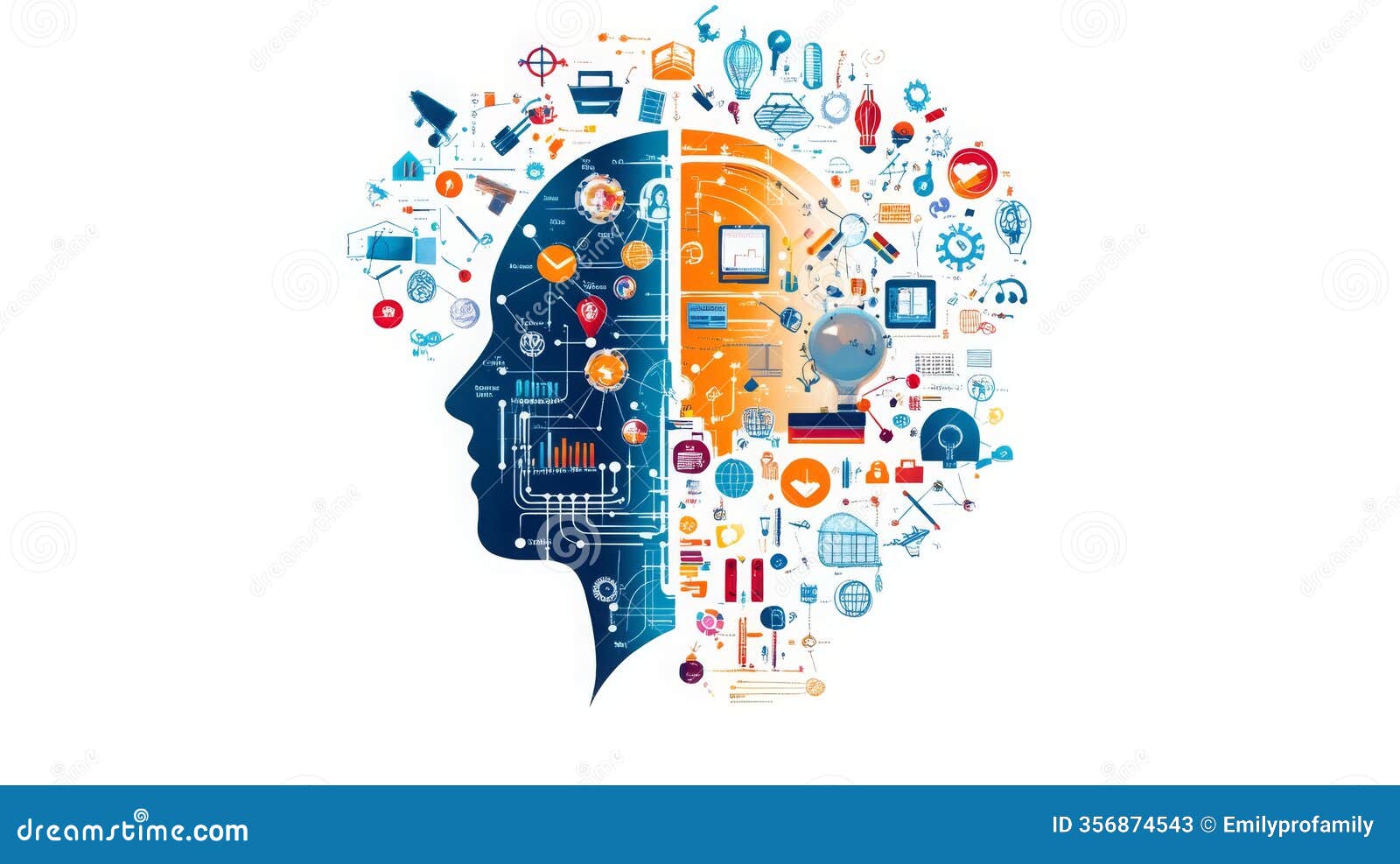 Artificial Intelligence Concept Showcasing Human Brain with Technology ...