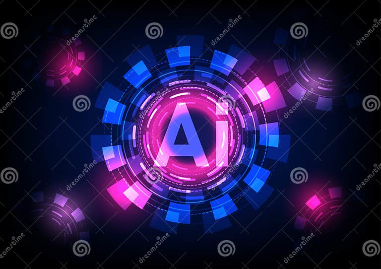 Artificial Intelligence Concept. Tech Circle with Ai Technology on Blue ...