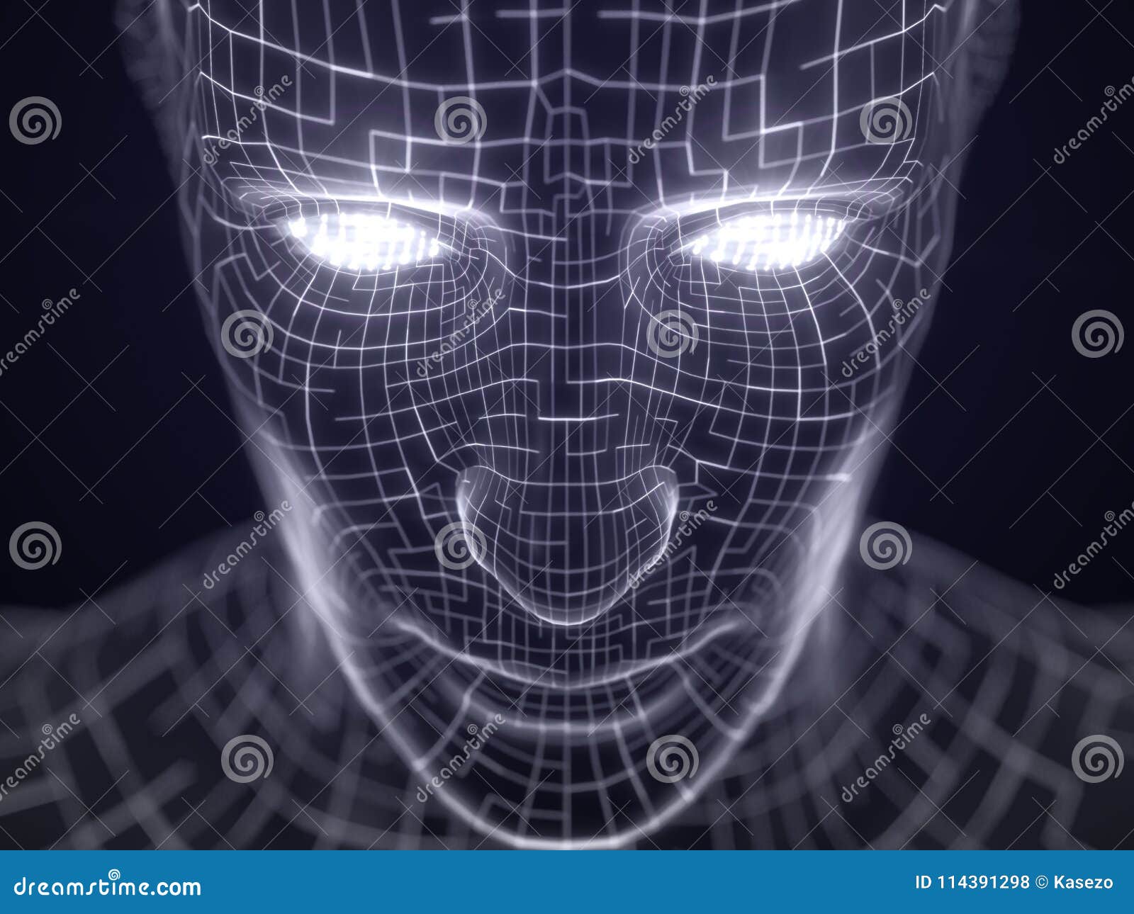 Artificial Intelligence Concept with Virtual Human Avatar.3d ...
