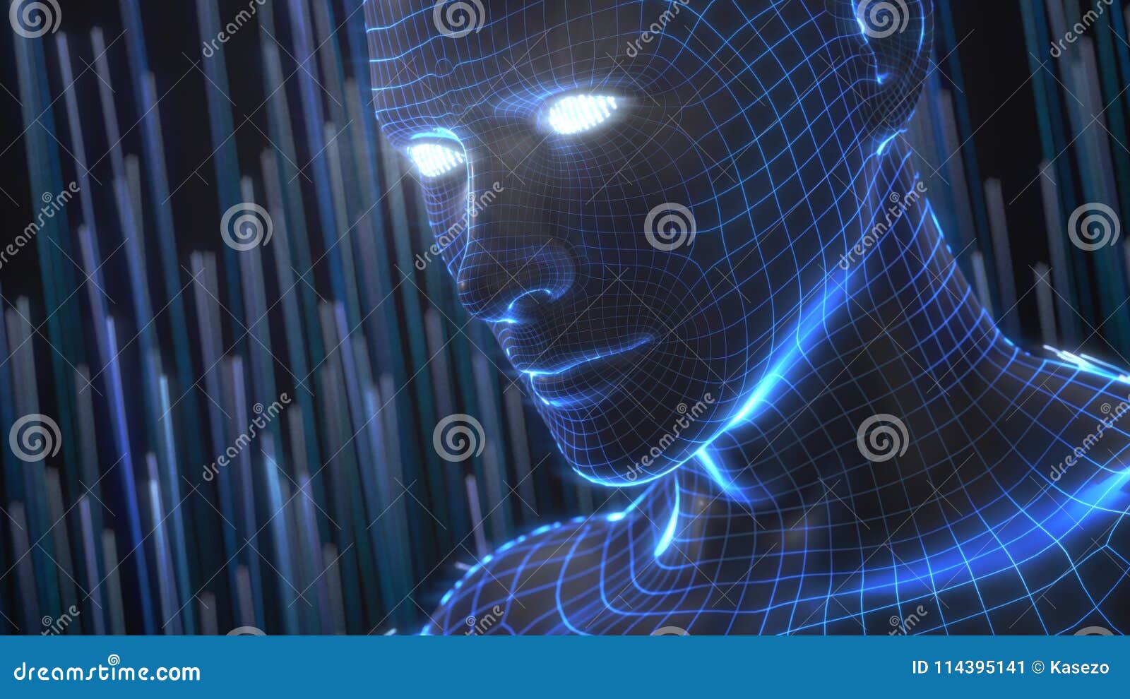 Artificial Intelligence Concept with Virtual Human Avatar.3d ...