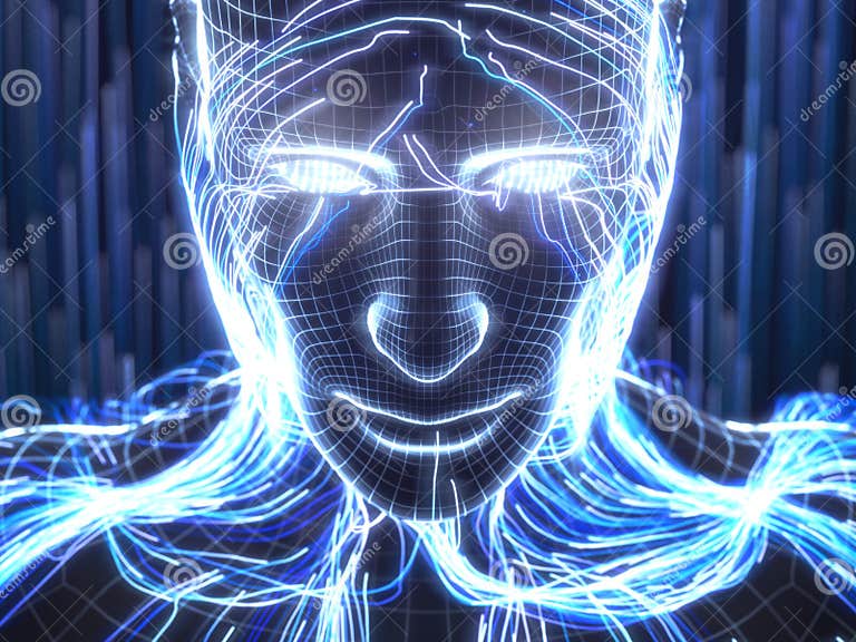Artificial Intelligence Concept with Virtual Human Avatar.3d ...