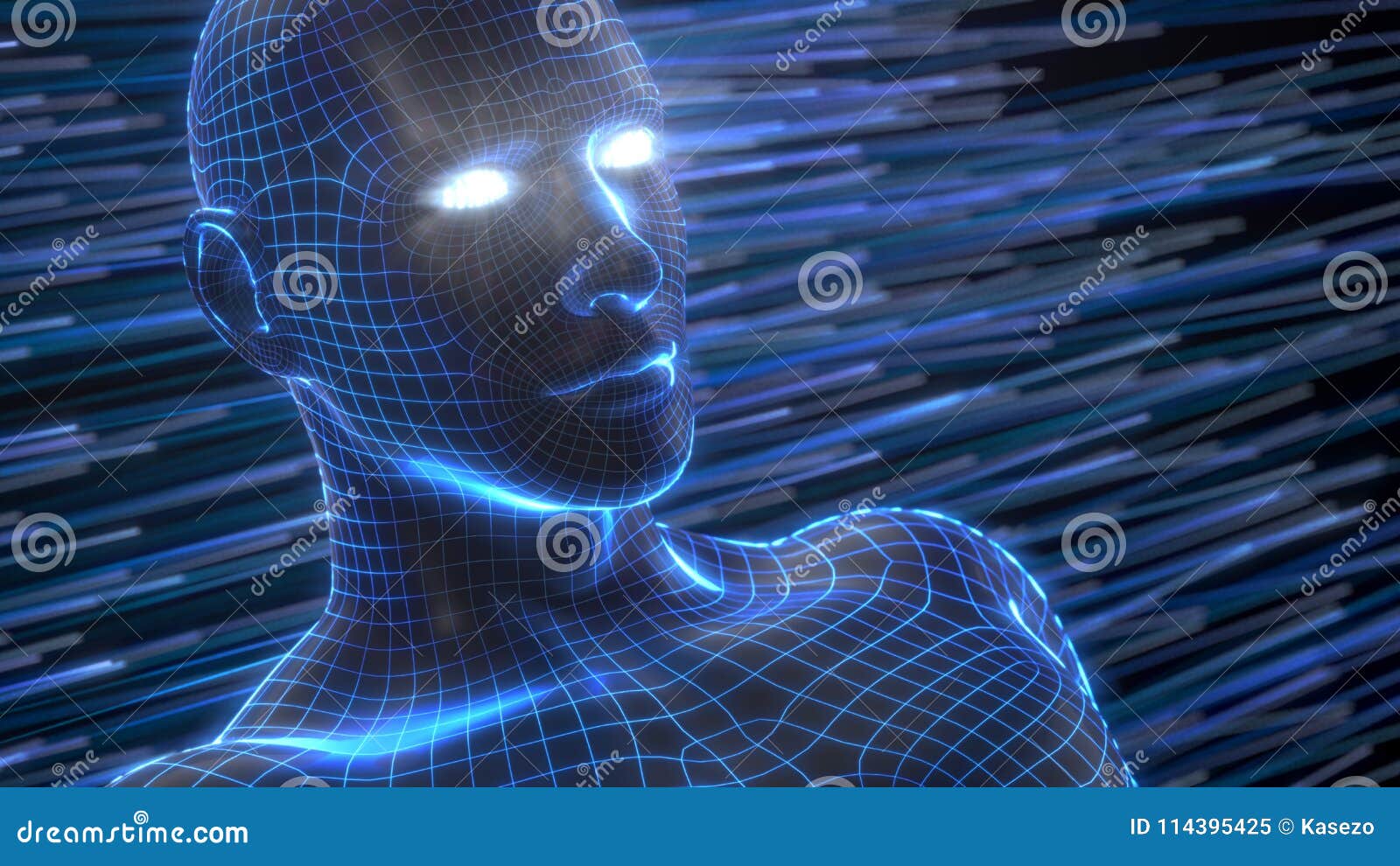 Artificial Intelligence Concept with Virtual Human Avatar.3d ...