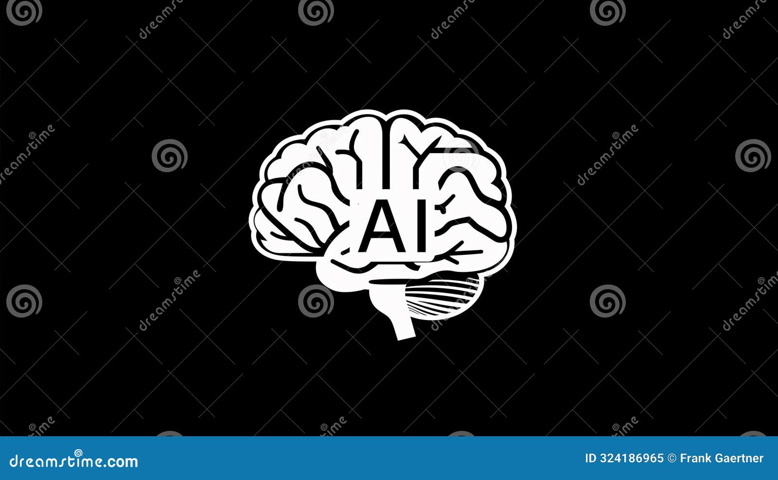 Artificial Intelligence Concept, White Stylized Human Brain with AI ...
