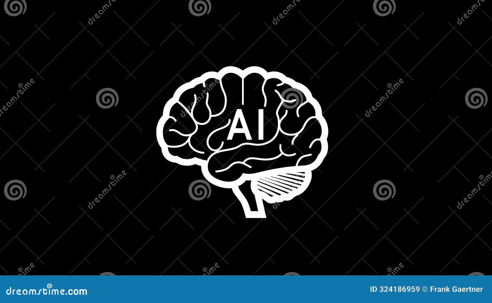 Artificial Intelligence Concept, White Stylized Human Brain with AI ...