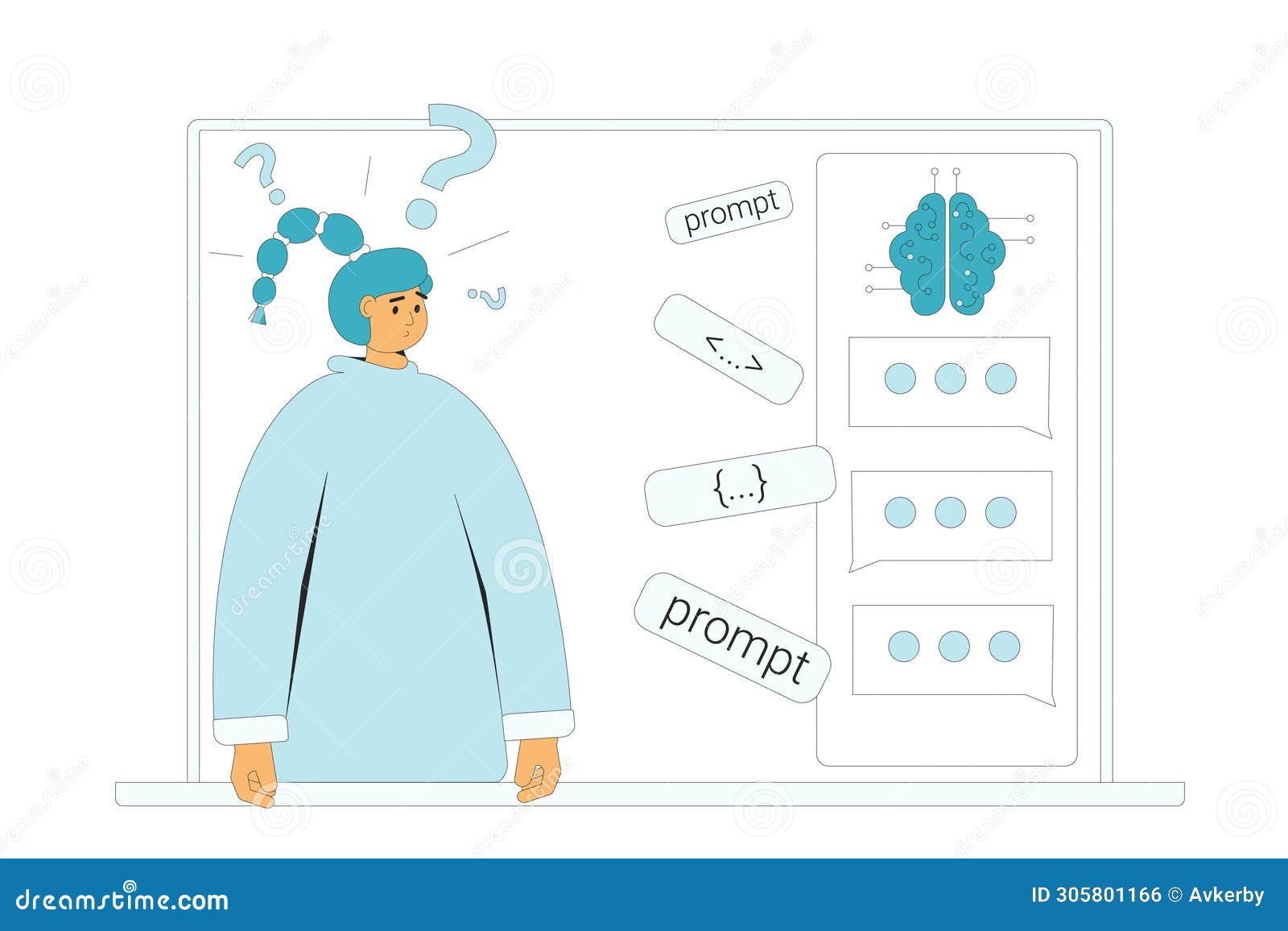 Artificial Intelligence Confusing. Prompt Engineering Problem Stock ...